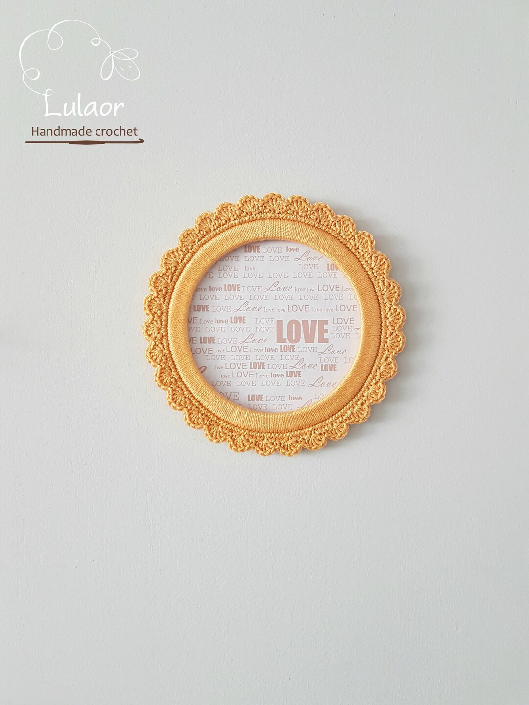 Handmade Crochet Frame: Yolk Yellow Cotton, Shabby Chic Decor - Etsy