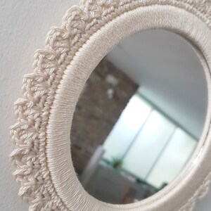 Crochet Mirror, Small Round Mirror Wall Decor , Shabby Chic Mirror ...