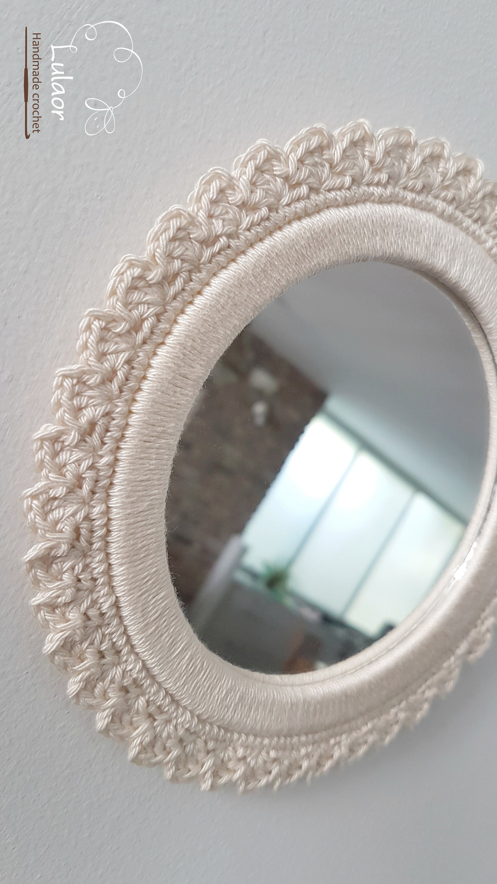 Crochet Mirror Small Round Mirror Wall Decor Shabby Chic - Etsy