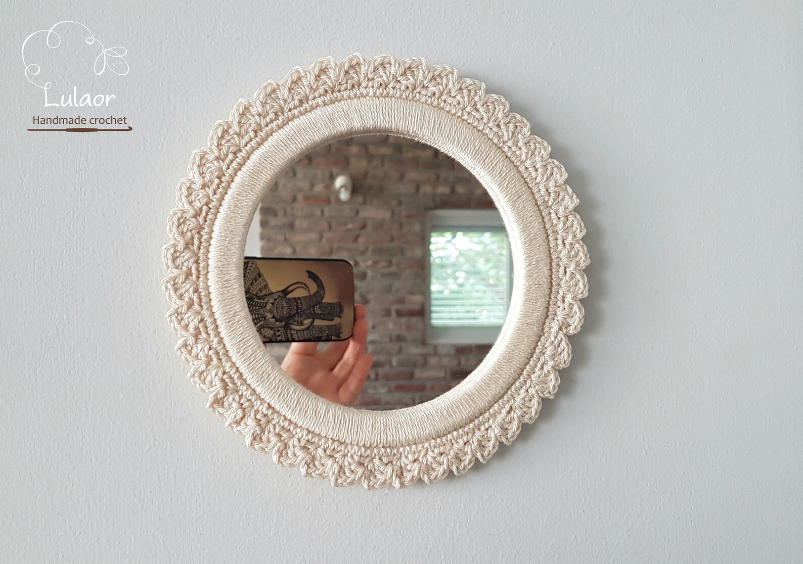 Crochet Mirror Small Round Mirror Wall Decor Shabby Chic | Etsy