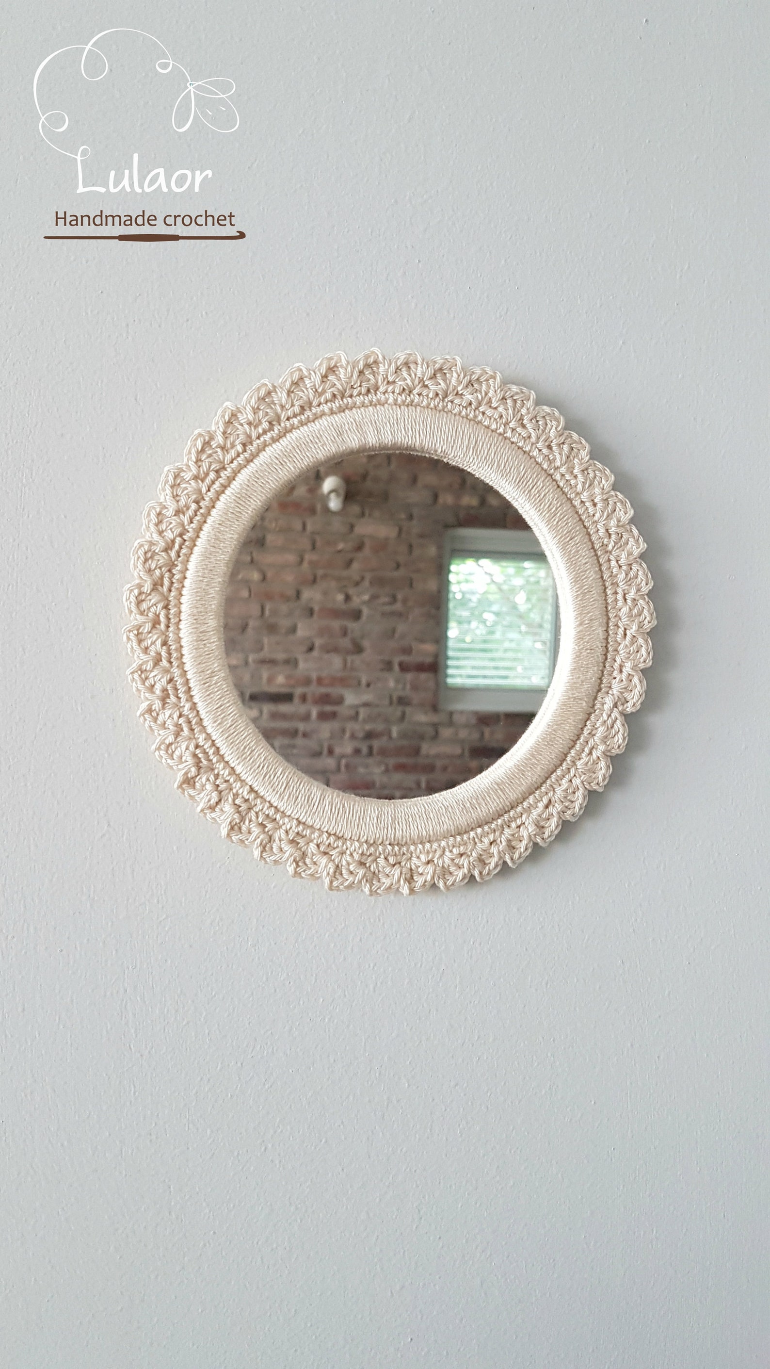 Crochet Mirror Small Round Mirror Wall Decor Shabby Chic | Etsy