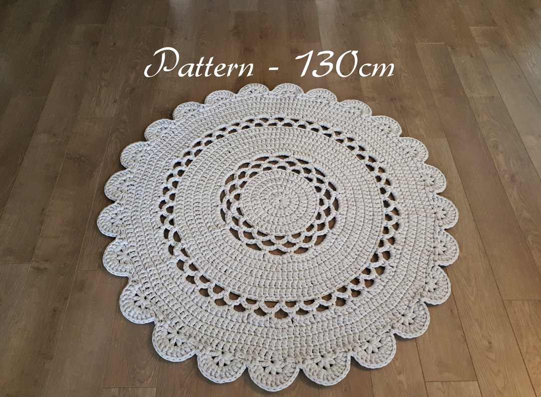 Crochet Rug Pattern, Abigail Rug, Crochet Doily Rug Pattern, Size 130cm ...