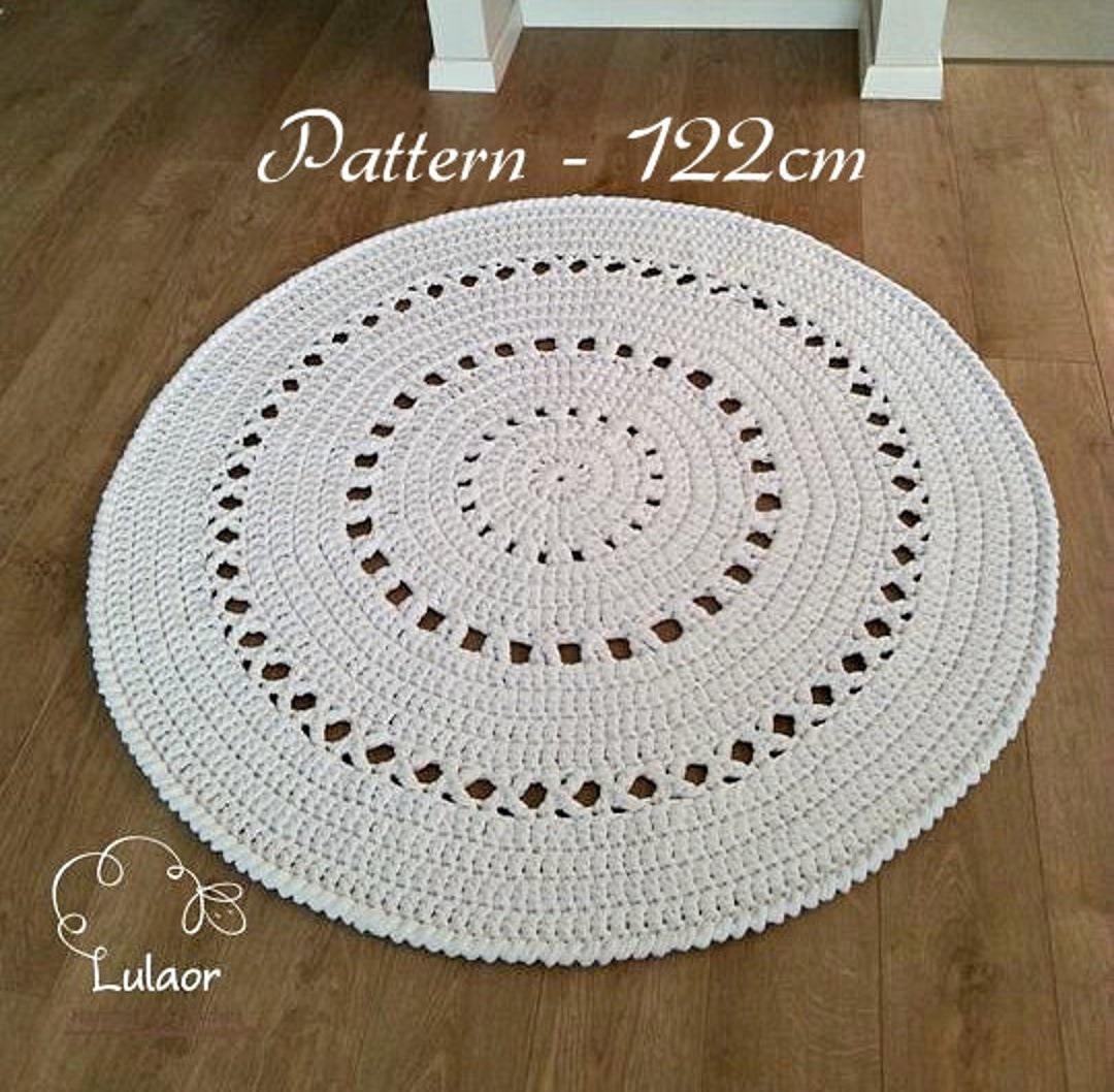 Pattern for Ayala Rug, T-shirt Yarn Rug, 122cm/ 48" Diameter, White Rug ...