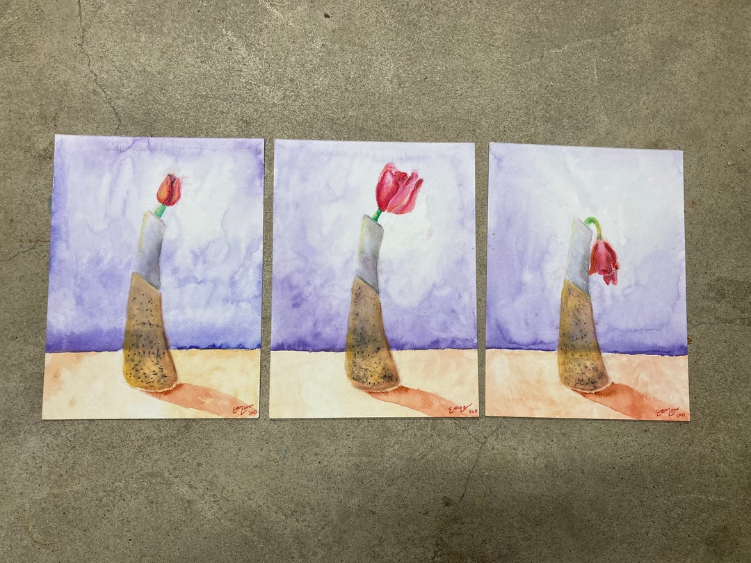 Flower Watercolor Triptych - Etsy