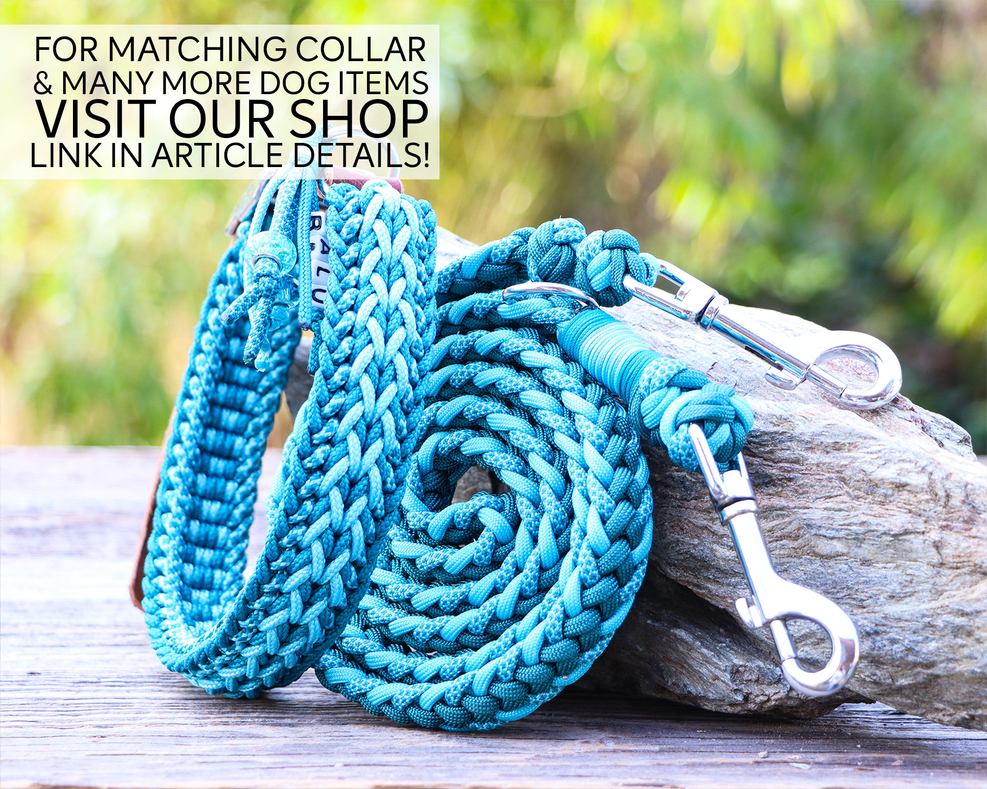 Rope Dog Leash With Name Tag, Waterproof, Handmade From Gen. Paracord ...