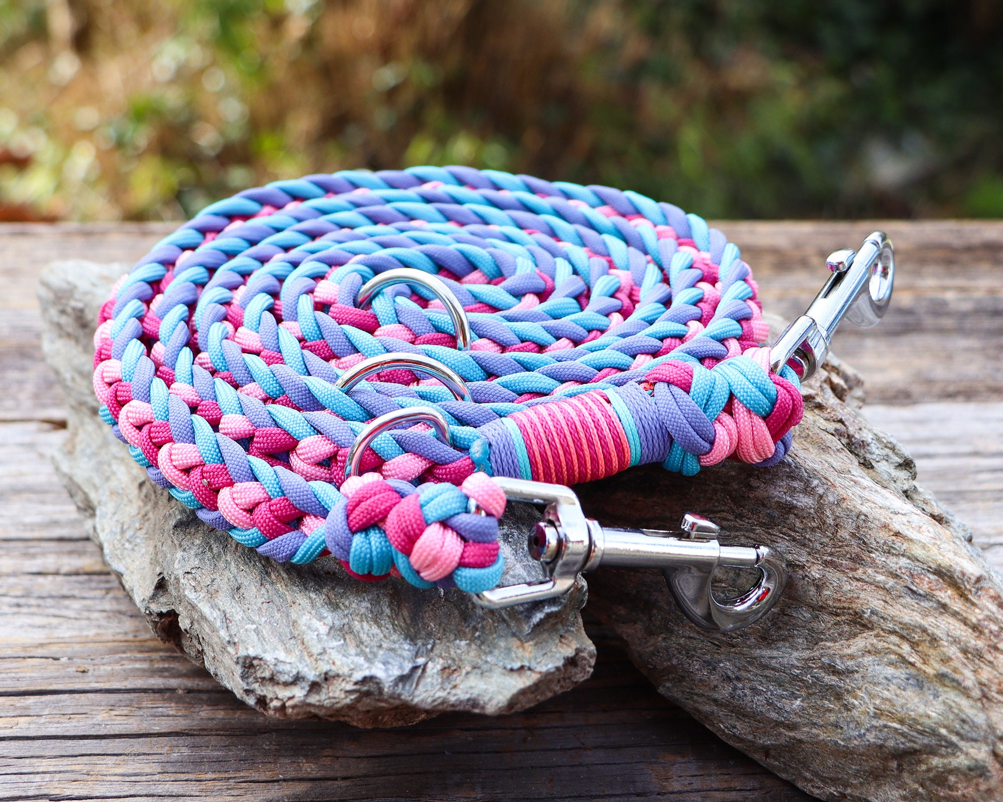 Rope Dog Leash With Name Tag, Waterproof, Handmade From Gen. Paracord ...