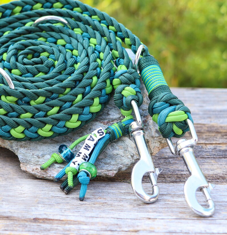 Rope Dog Leash With Name Tag, Waterproof, Handmade From Gen. Paracord ...