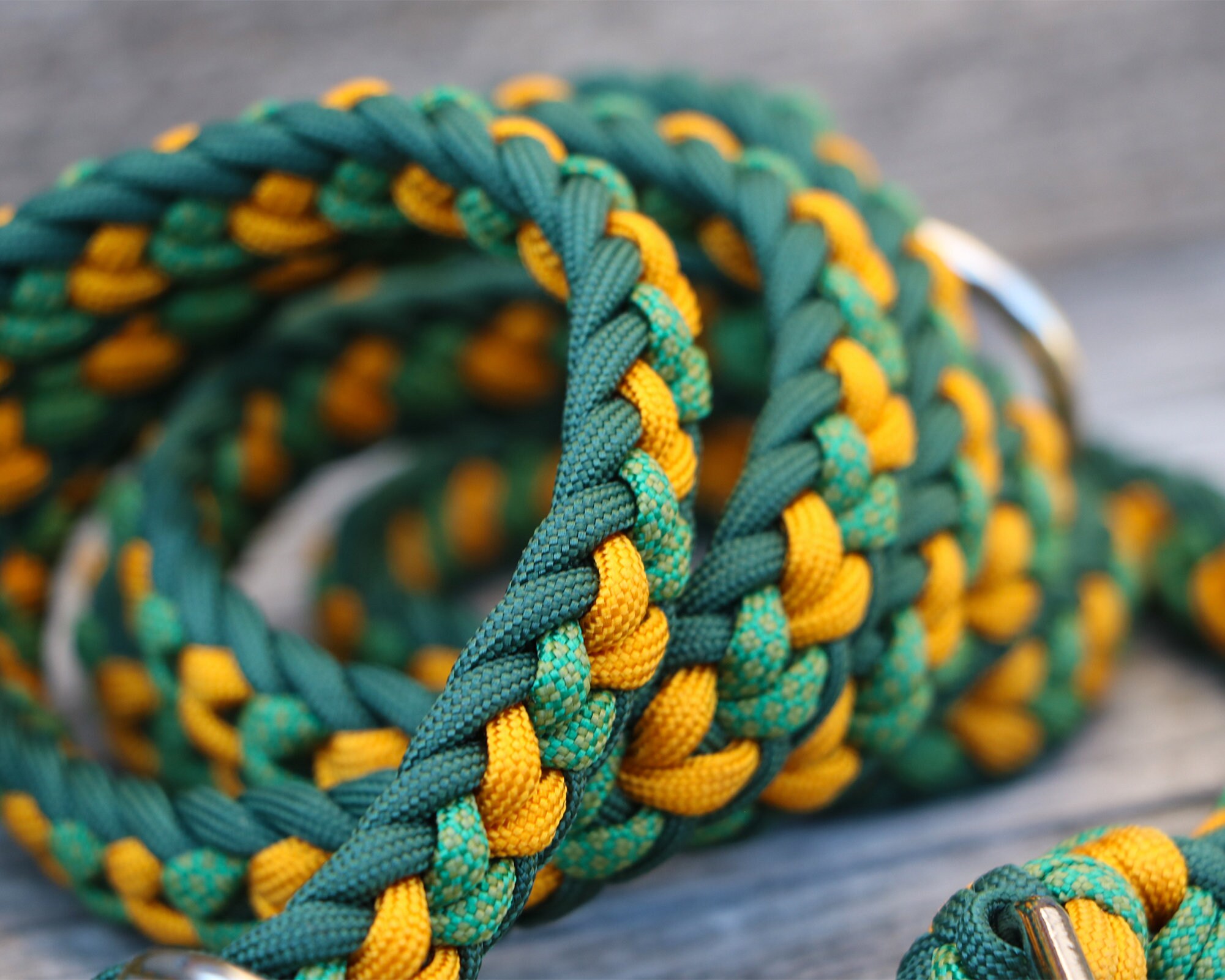 Braided Dog Leash With Name Tag, Emerald Green Honey Yellow,waterproof ...