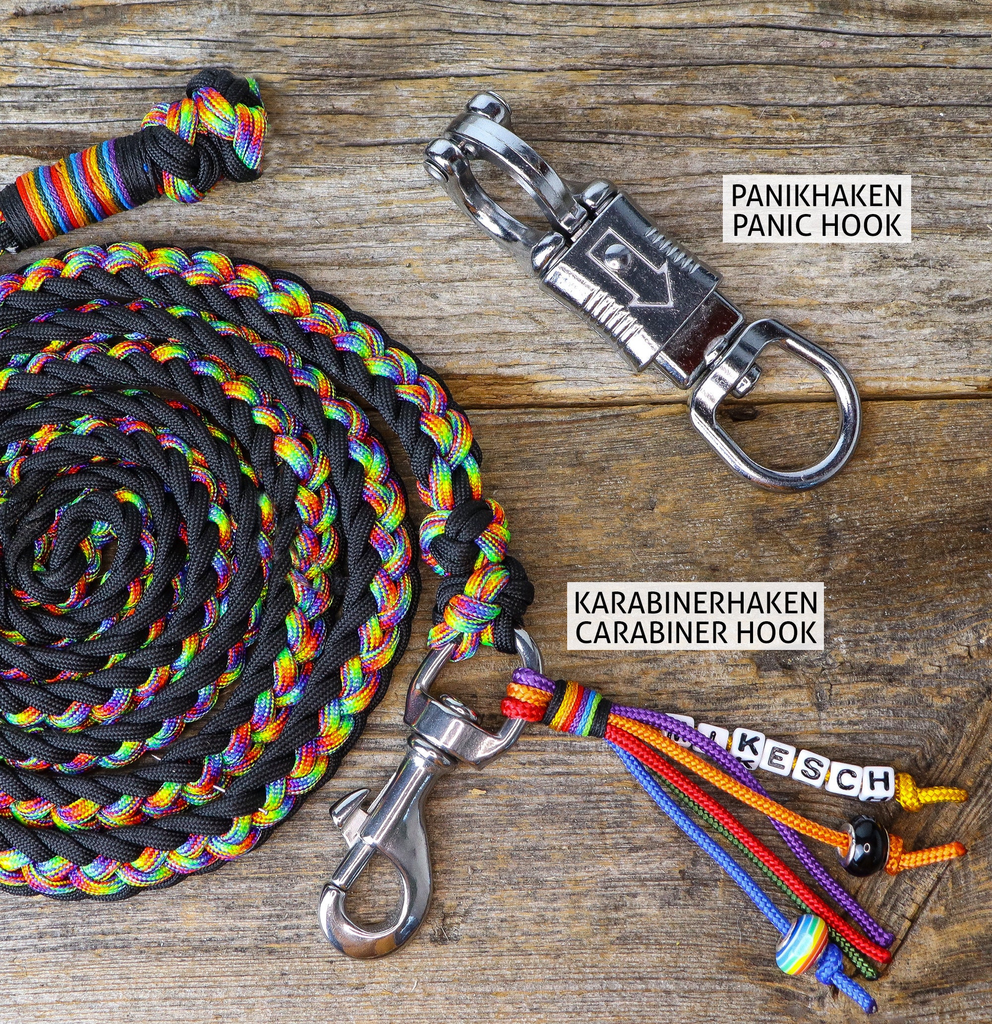 Custom Horse Tack W. Name Tag, Personalized Rainbow Lead Rope for Pets ...