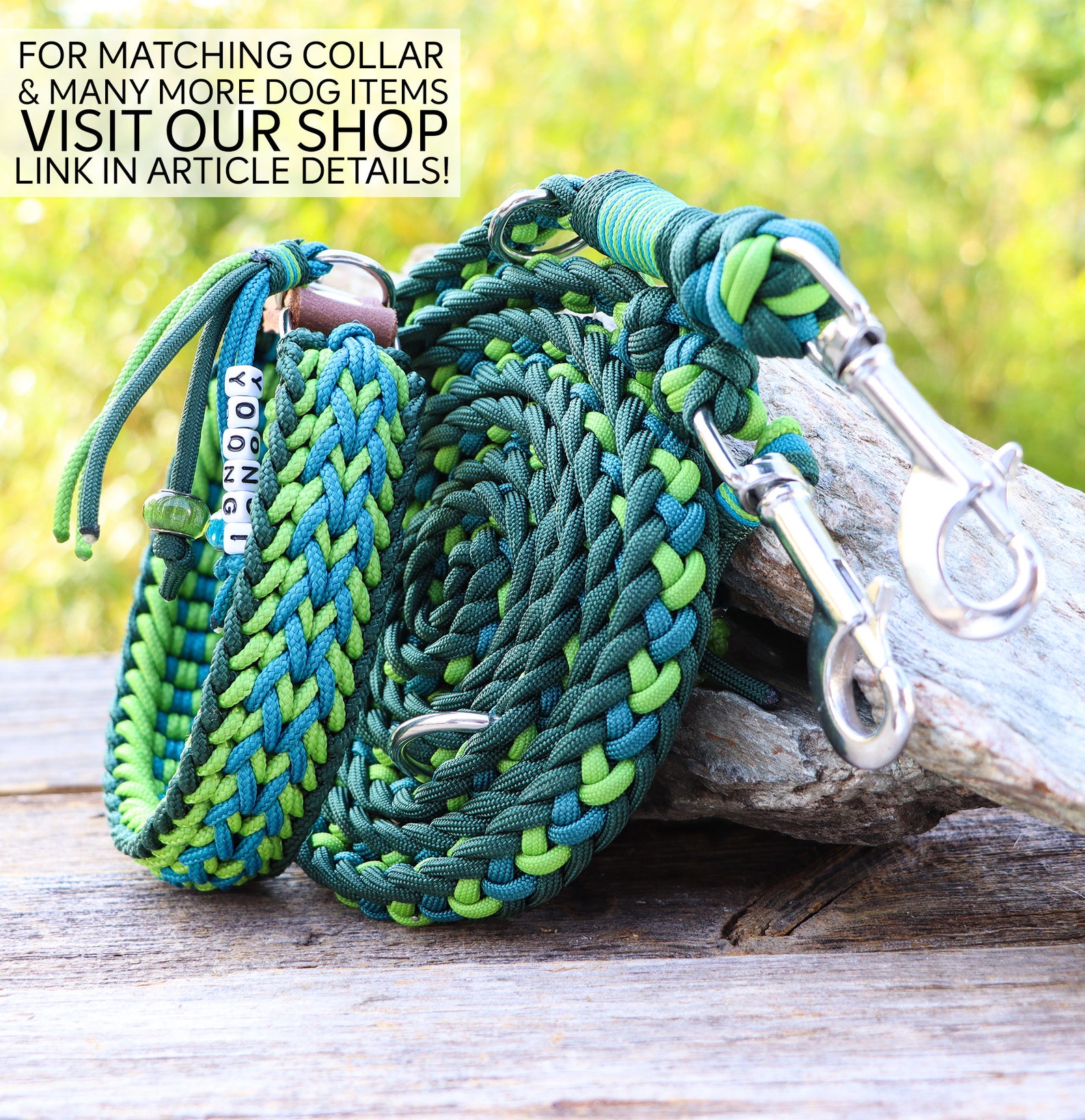 Rope Dog Leash With Name Tag, Waterproof, Handmade From Gen. Paracord ...