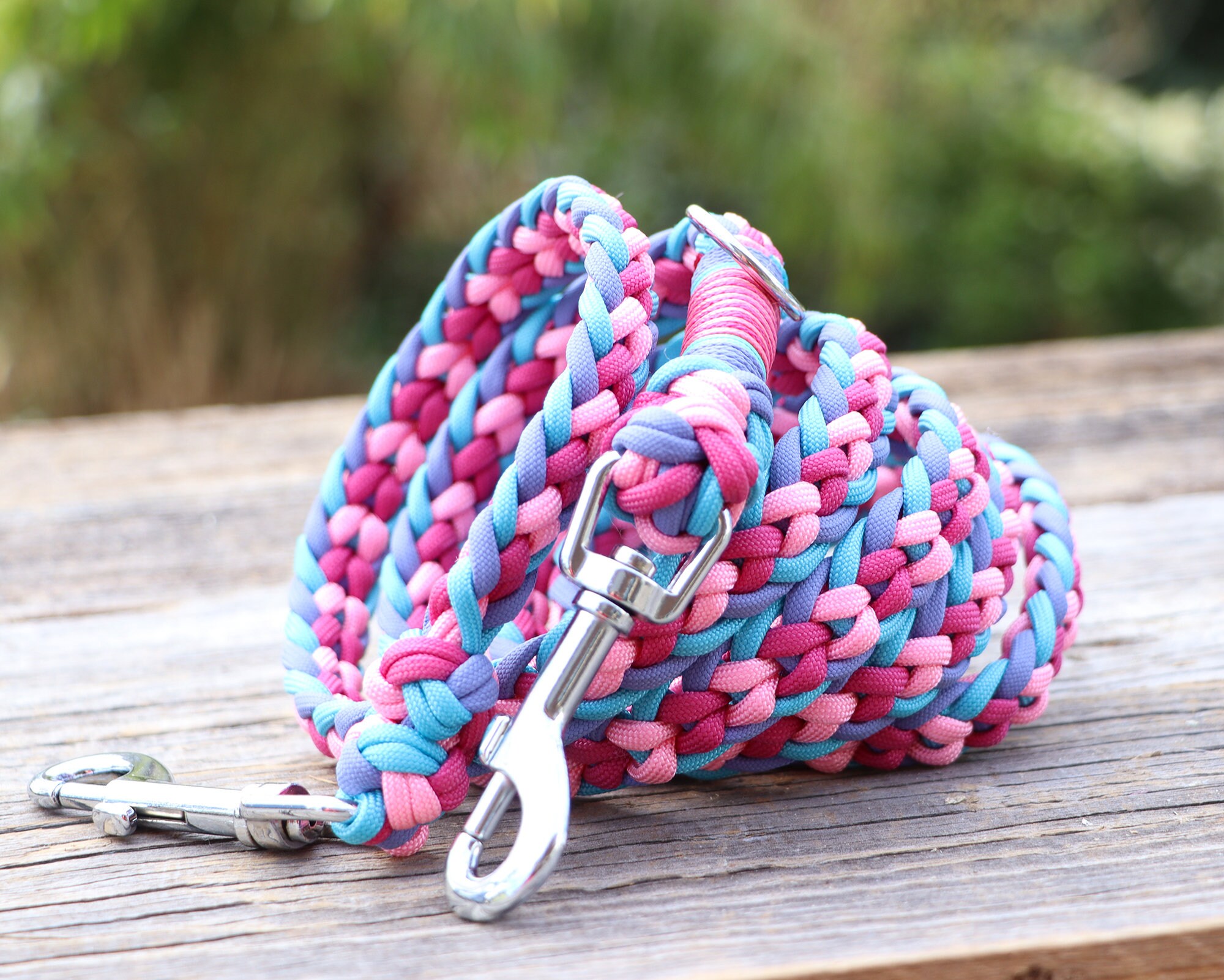 Rope Dog Leash With Name Tag, Waterproof, Handmade From Gen. Paracord ...