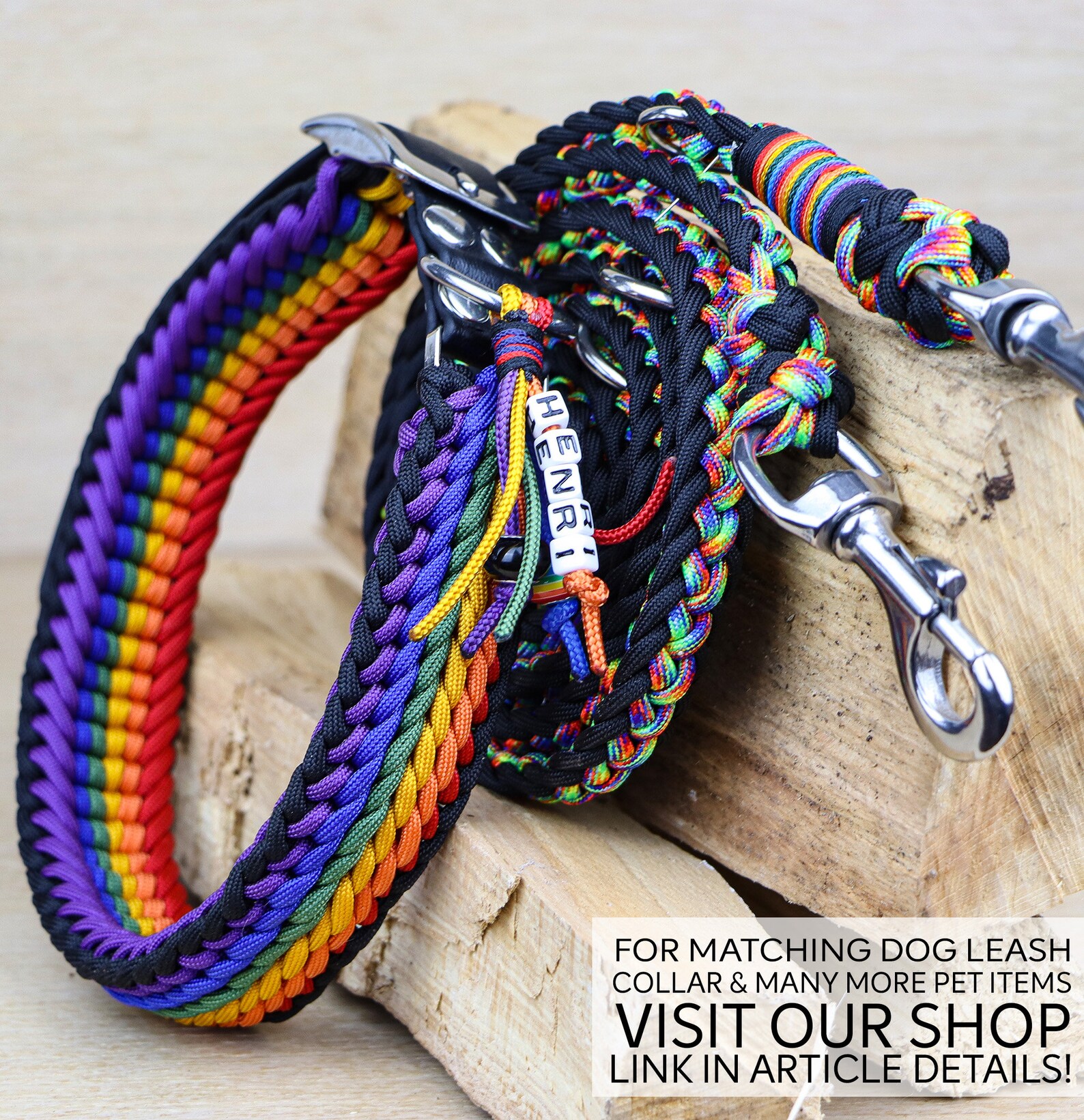 Custom Horse Tack W. Name Tag, Personalized Rainbow Lead Rope for Pets ...