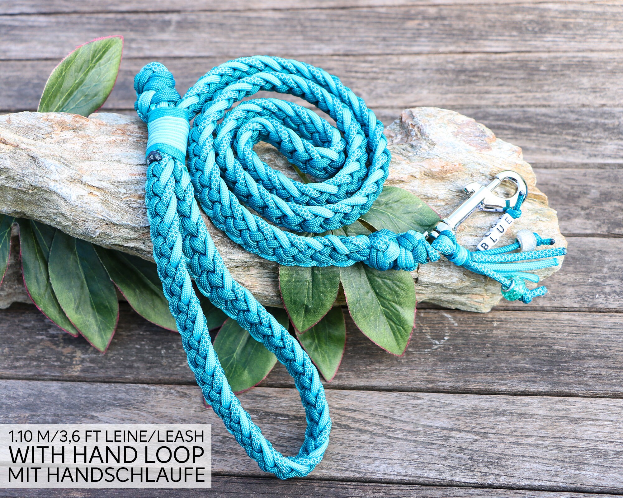 Rope Dog Leash With Name Tag, Waterproof, Handmade From Gen. Paracord ...