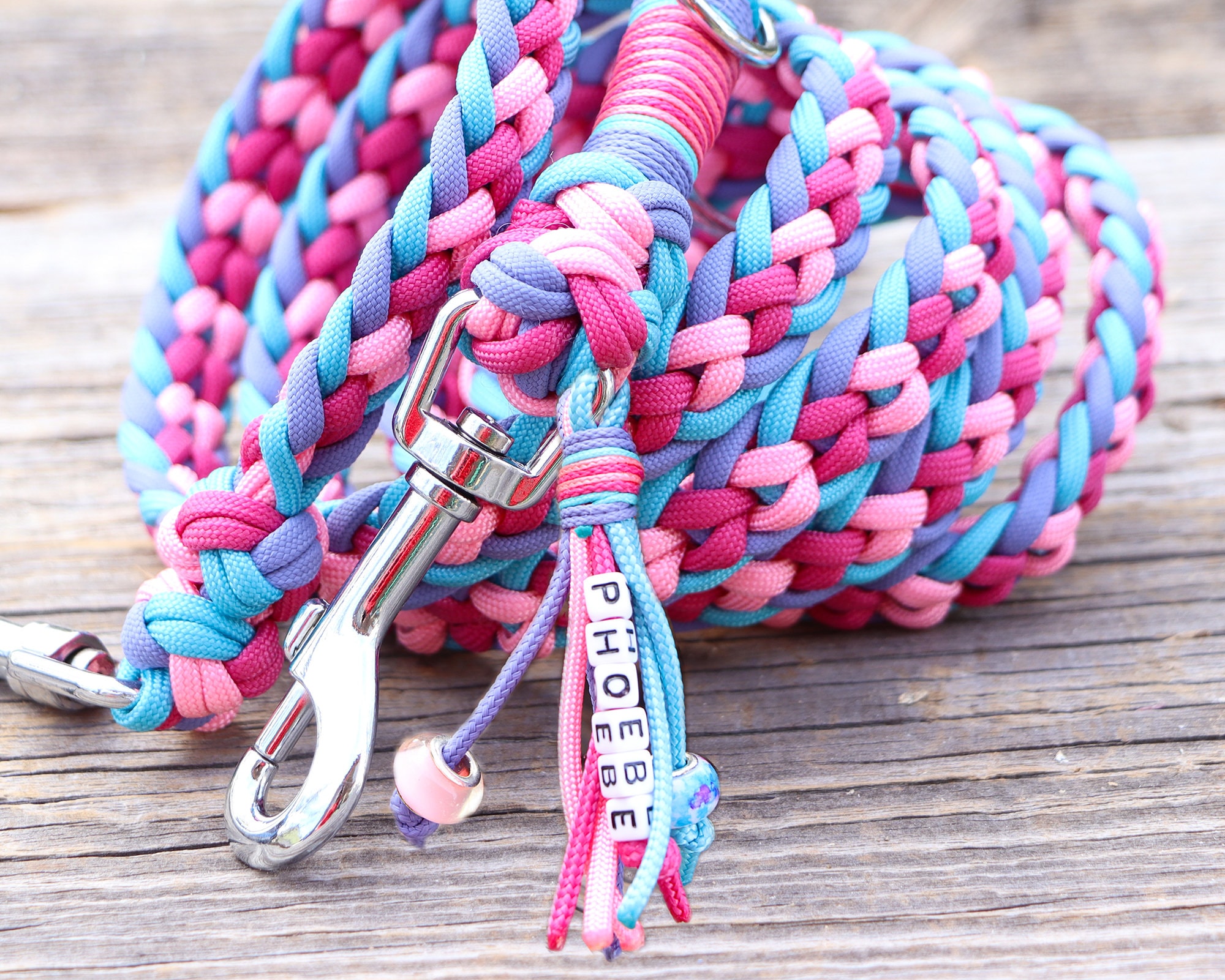 Rope Dog Leash With Name Tag, Waterproof, Handmade From Gen. Paracord ...
