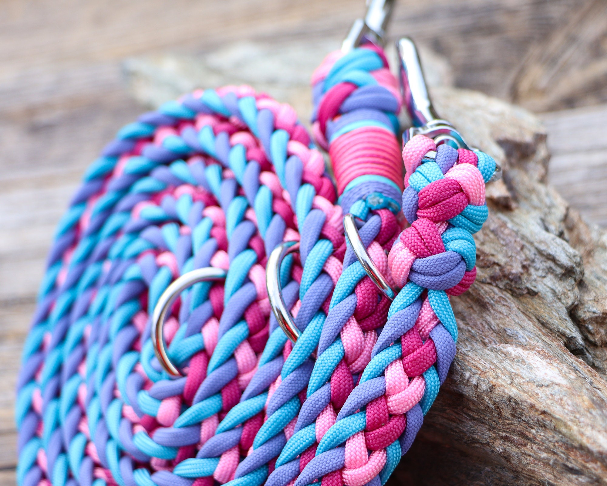 Rope Dog Leash With Name Tag, Waterproof, Handmade From Gen. Paracord ...