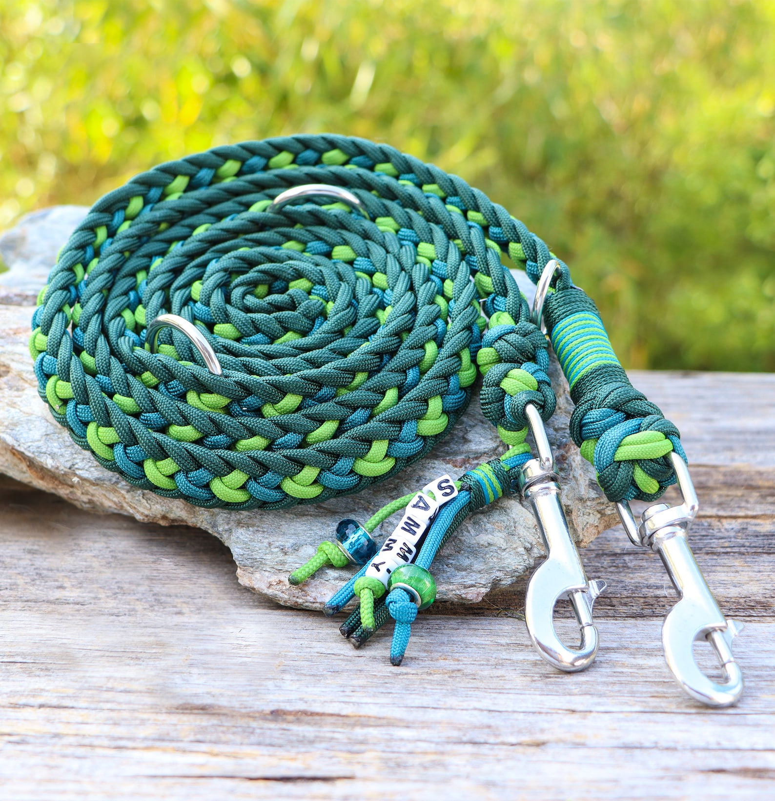 Rope Dog Leash With Name Tag, Waterproof, Handmade From Gen. Paracord ...