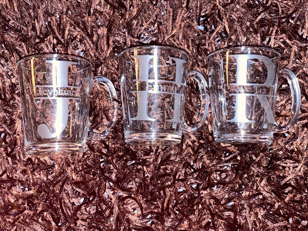 Custom Etched 11 Oz Initial Monogram Coffee Mug- Personalized ...