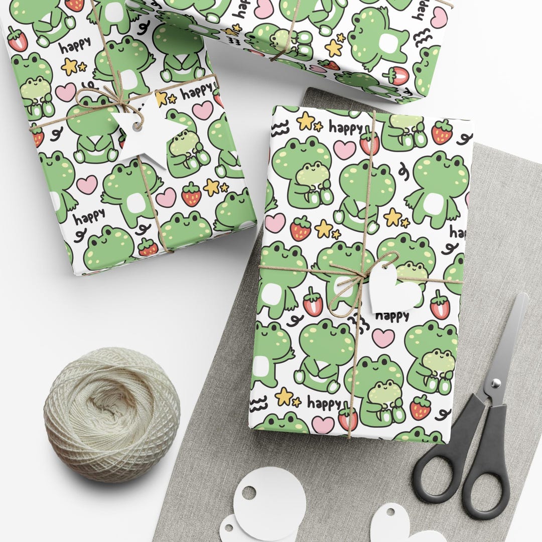Cute Kawaii Happy Frog Gift Wrapping Paper for Birthday - Etsy