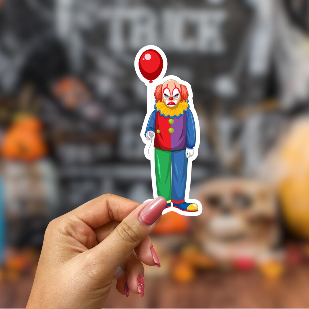 Serious Clown With Balloon Vinyl Sticker Creepy Clown Sticker for ...