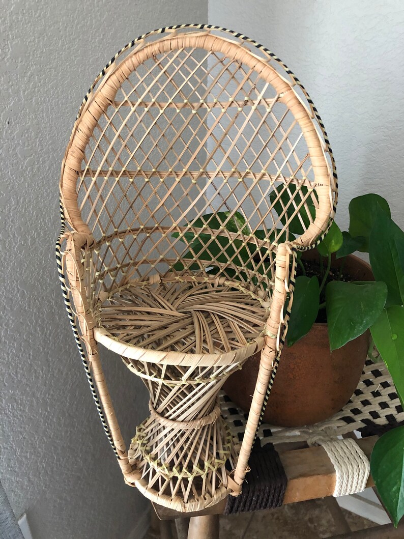 15 Miniature Peacock Chair Wicker Plant Stand Etsy
