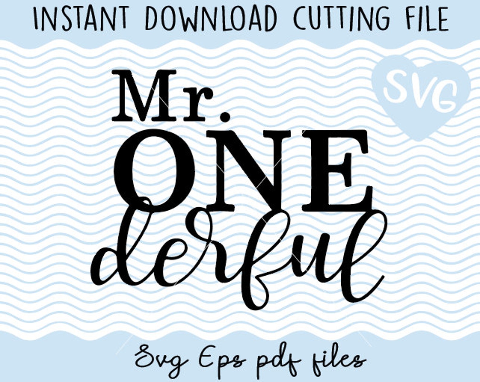 Mr One Derful 1st Birthday SVG Instant Download Cut File - Etsy