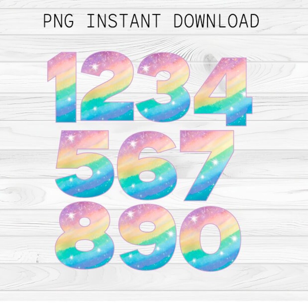0-9 Rainbow Number PNG Instant Download 18 PNG Files Kids Birthday ...