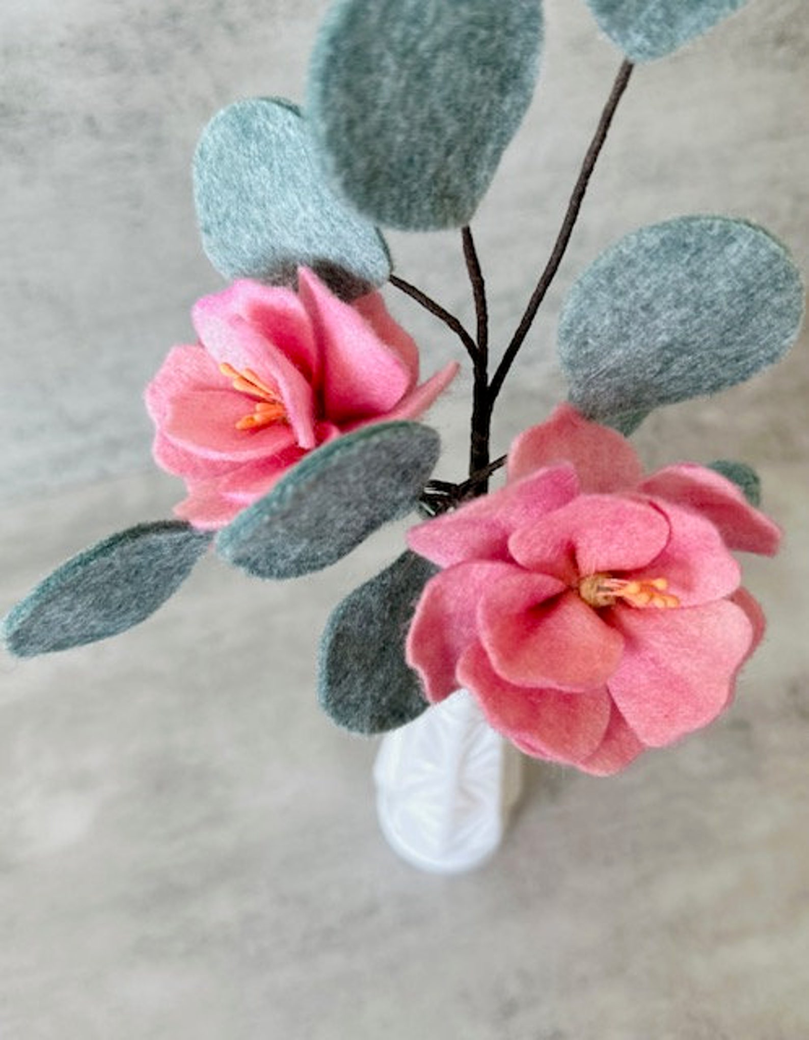Felt Flower Bouquet, Felt Eucalyptus, Felt Greenery,felt Bouquet, Felt ...
