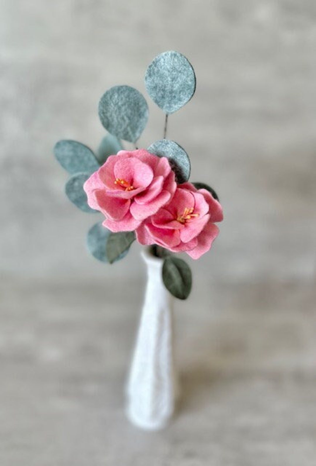 Felt Flower Bouquet, Felt Eucalyptus, Felt Greenery,felt Bouquet, Felt ...