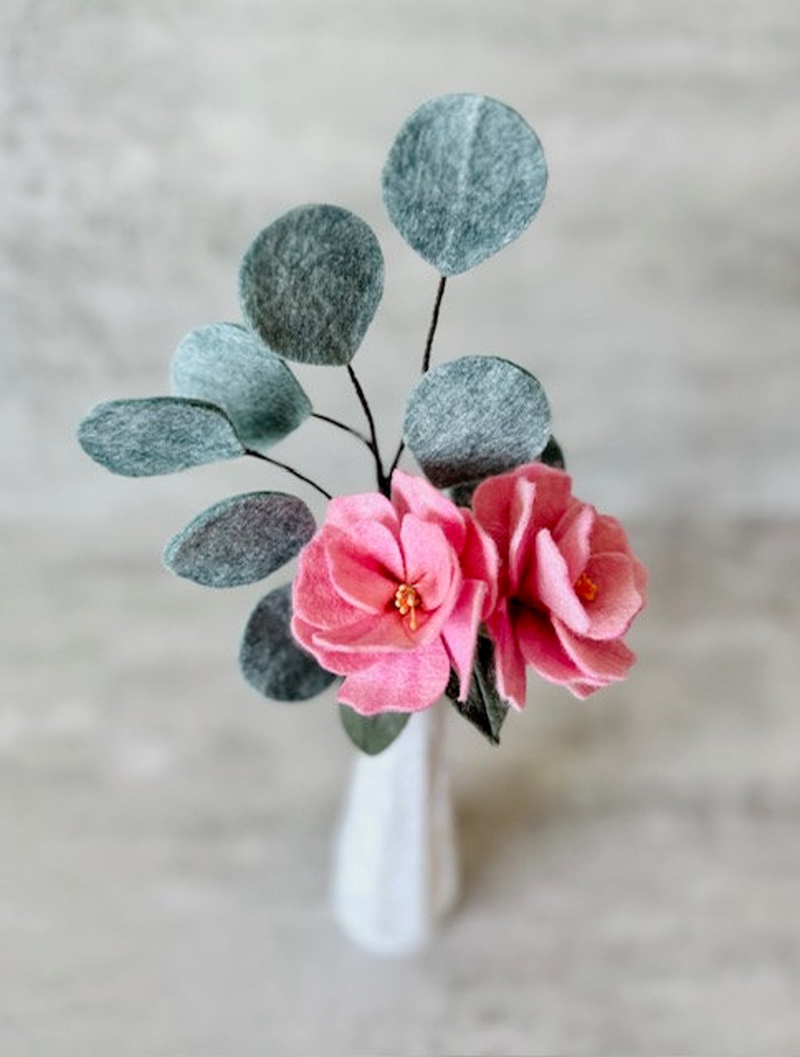 Felt Flower Bouquet, Felt Eucalyptus, Felt Greenery,felt Bouquet, Felt ...
