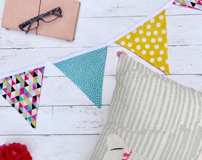 Pop Color Bunting Banner, Bunting Fabric Banner, Dorm Decor, Garland ...