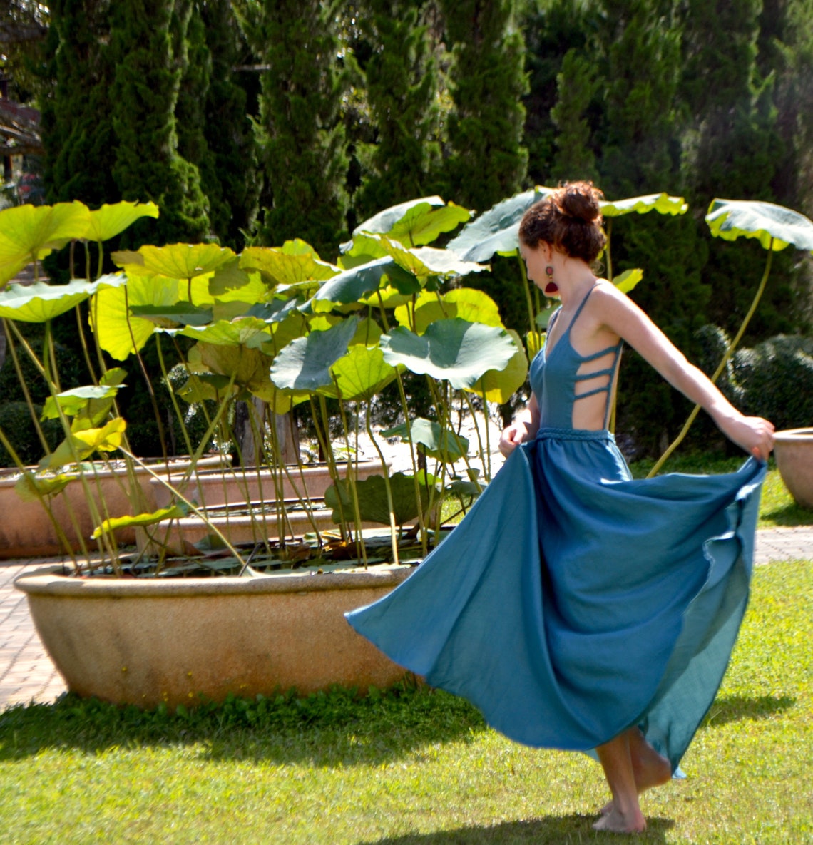Teal Topaz Dress | Backless Maxi Dress | Bridesmaid Dress | Backless ...