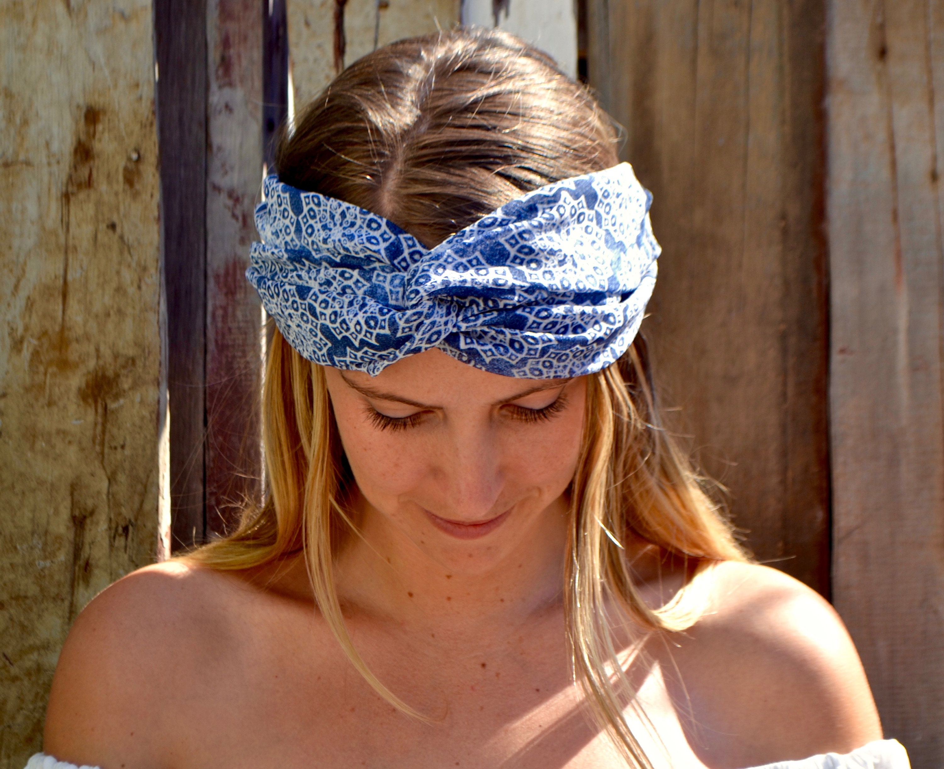 Blue Head Band Boho Headband Boho Bandana Boho Head - Etsy UK