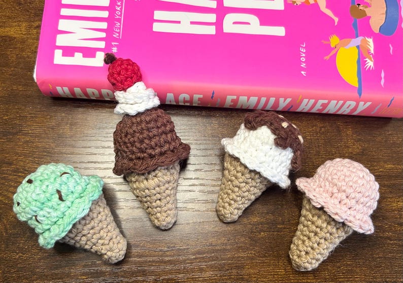 Crochet Ice Cream Bookmark Pattern PDF 4-in-1 Amigurumi Ice Cream ...