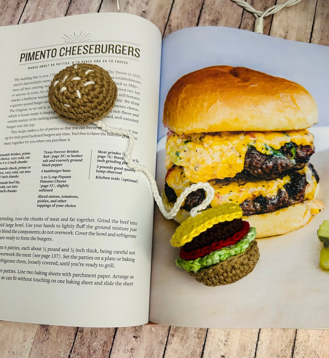 Crochet Cheeseburger Bookmark Pattern | Amigurumi Food Gift (PDF) - Etsy