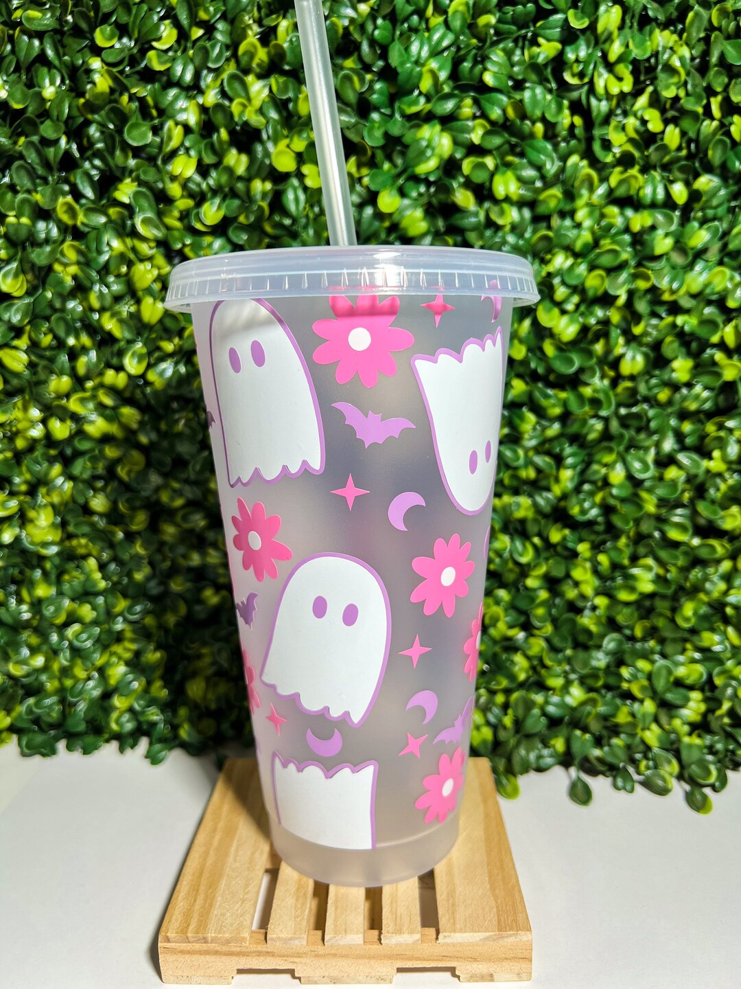 Pastel Cute Flower Ghosts Cold Cup Tumbler Reusable Cold Cup - Etsy