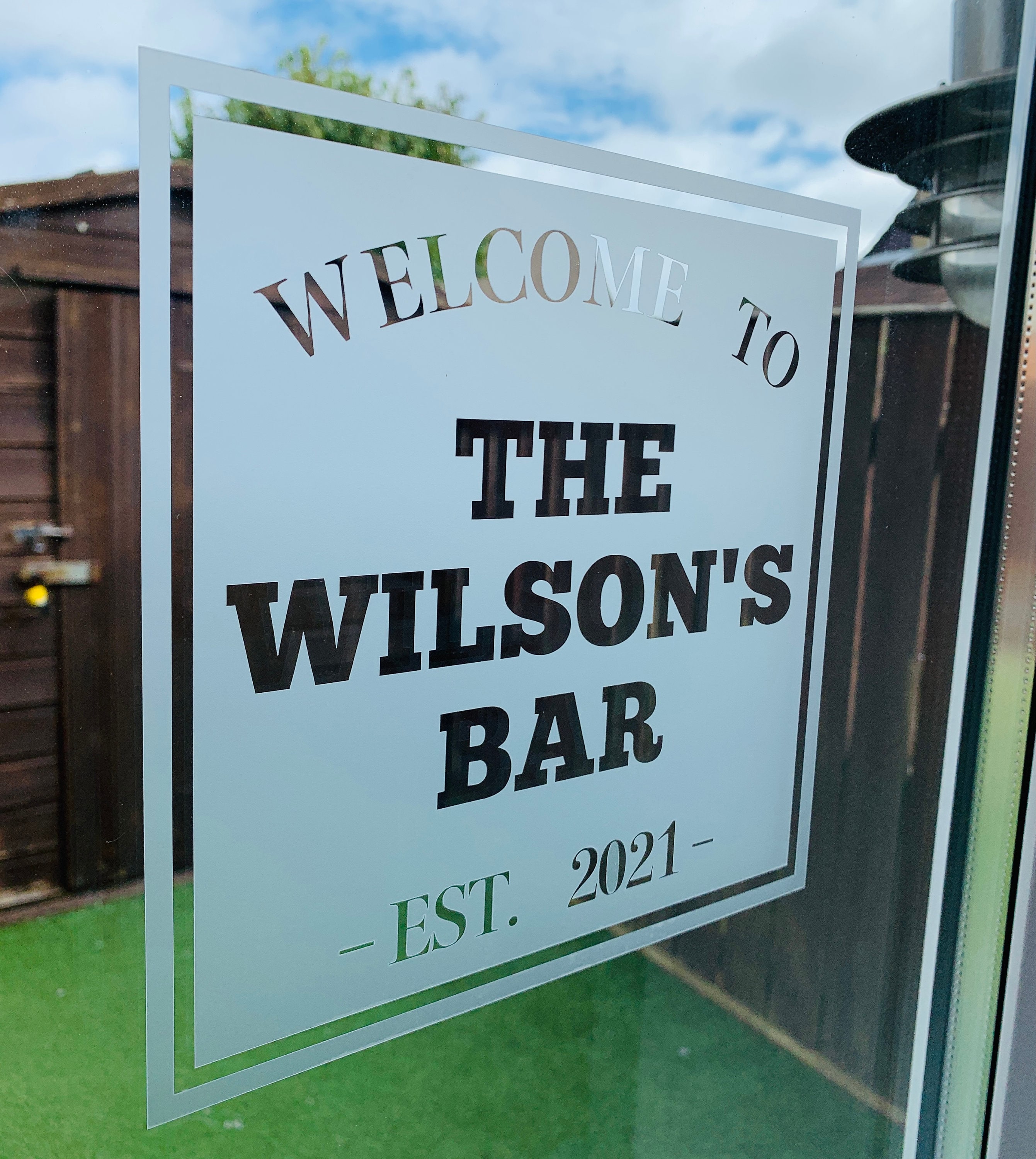 Personalised Window Bar Sticker Glass Sign Vinyl Home - Etsy UK