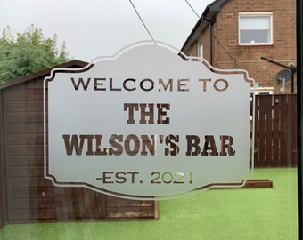 Window Bar Sticker Frosted Glass Sign Vinyl Home Cocktail Beer | Etsy UK