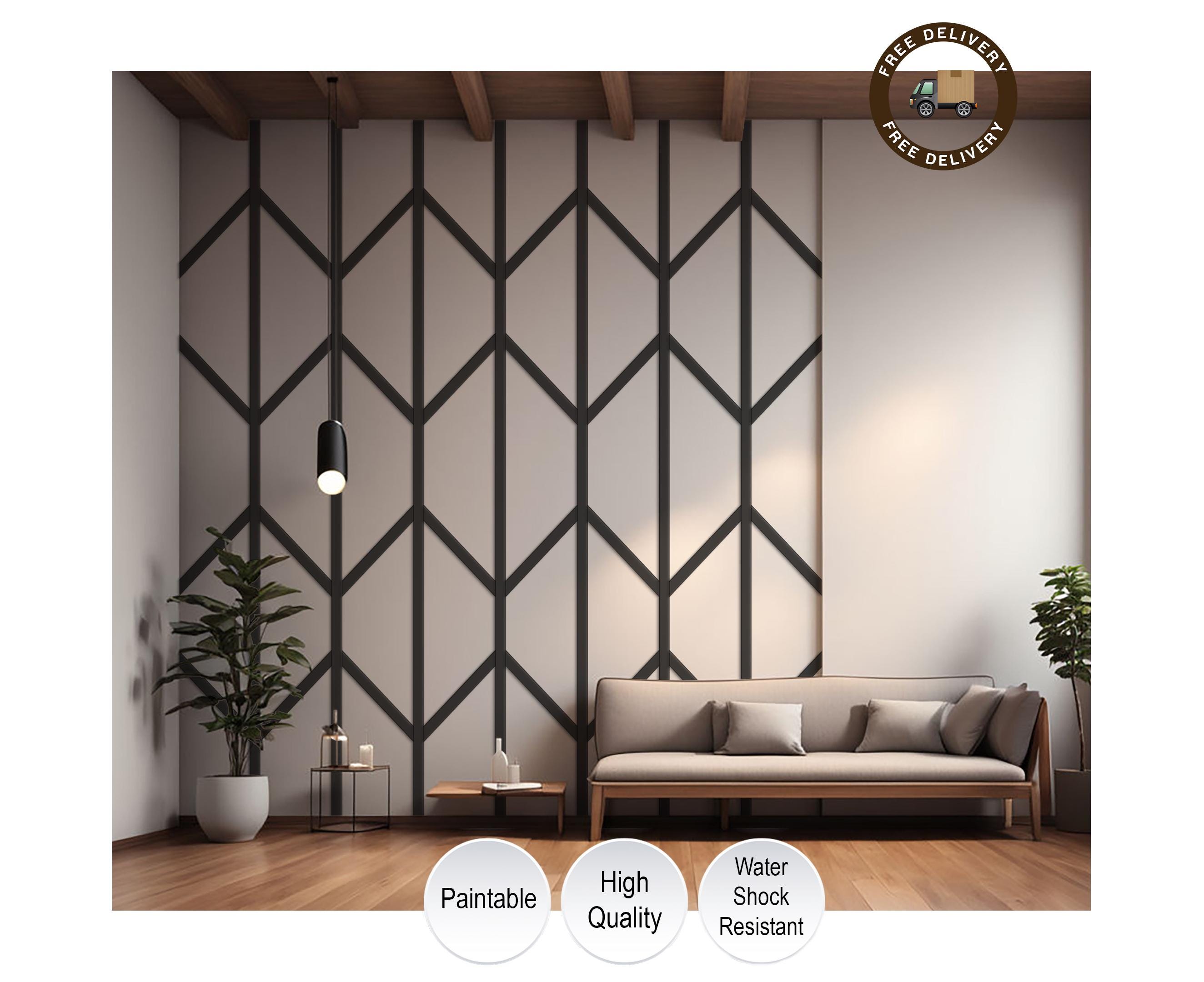 Geometric Vertical Wall Panel Molding | Custom Polystyrene Trim Full ...