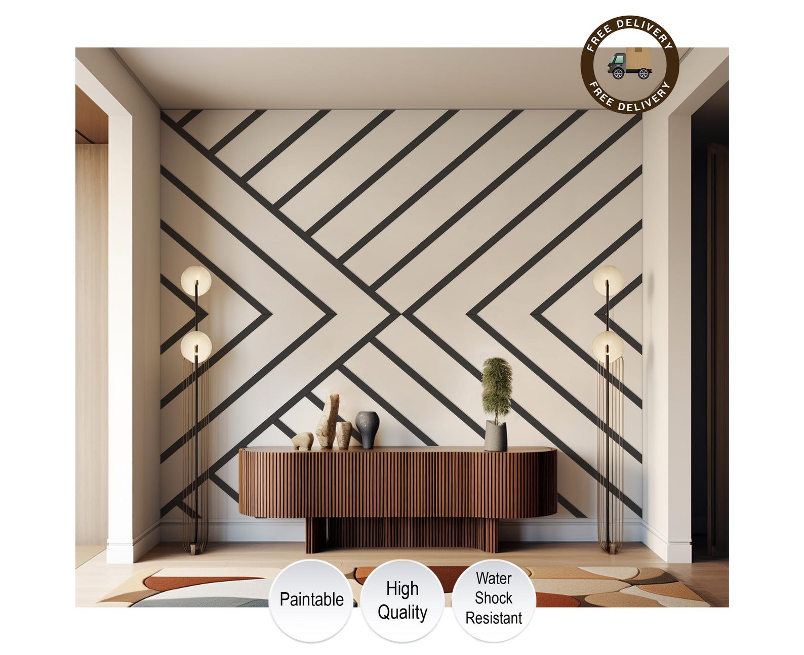 Angled Geometric Wall Molding Kit or Digital Blueprint | Custom Wall ...