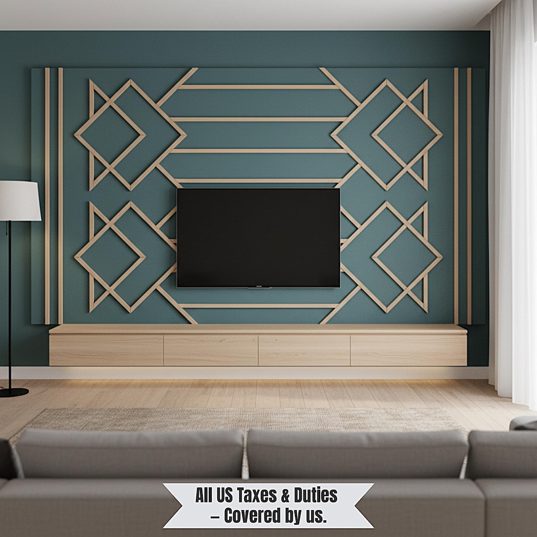 Custom Wall Molding Kit or Printable Plan for Media Wall | Diamond and ...