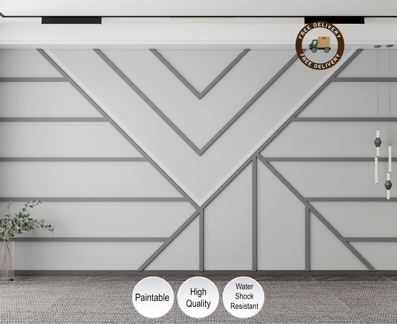 Modern Wall Moulding Kit or V-shape Design Guide | DIY Accent Trim Idea ...
