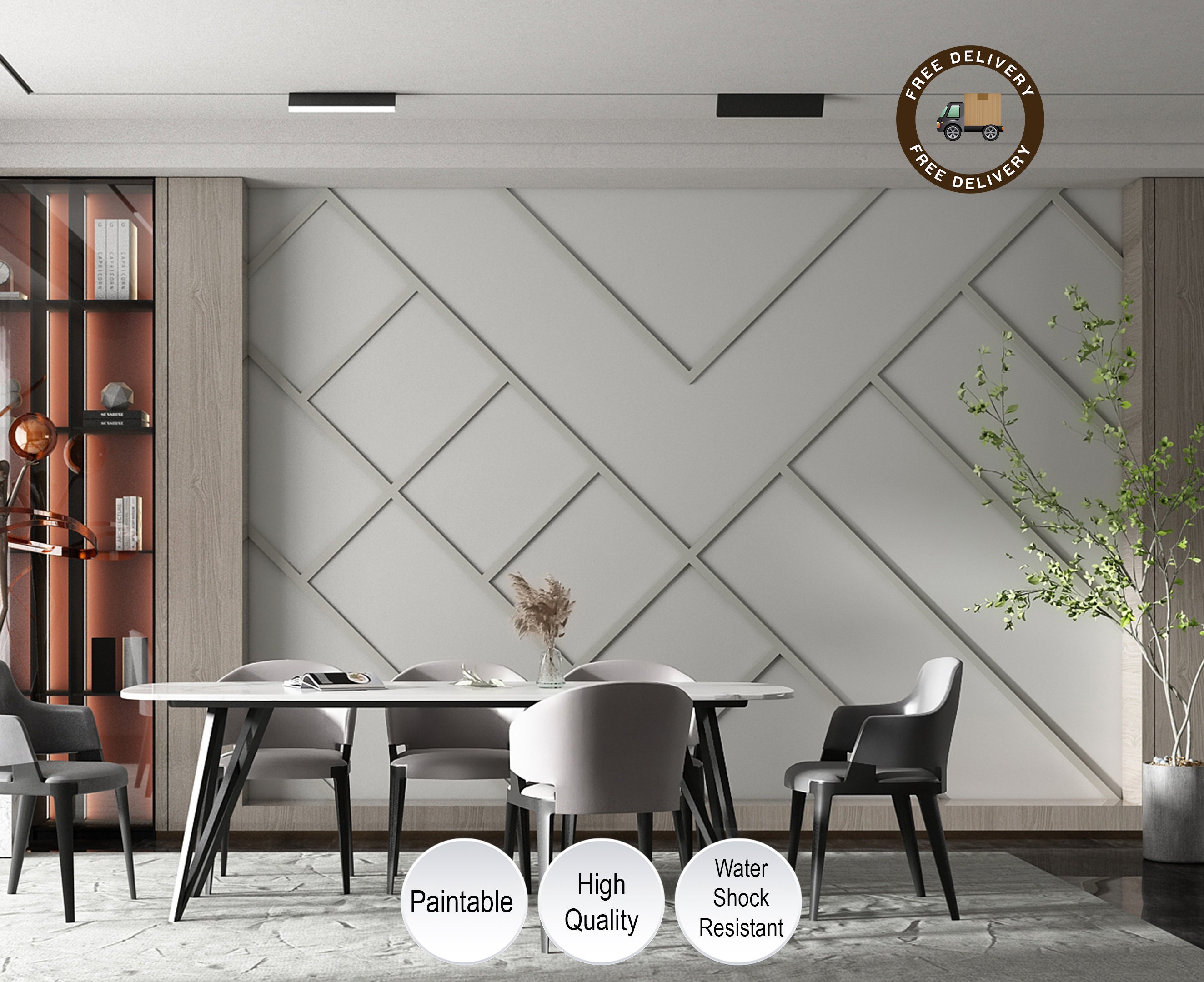 Diagonal Wall Panel Molding Kit or Printable Plan | Bold Framed Trim ...