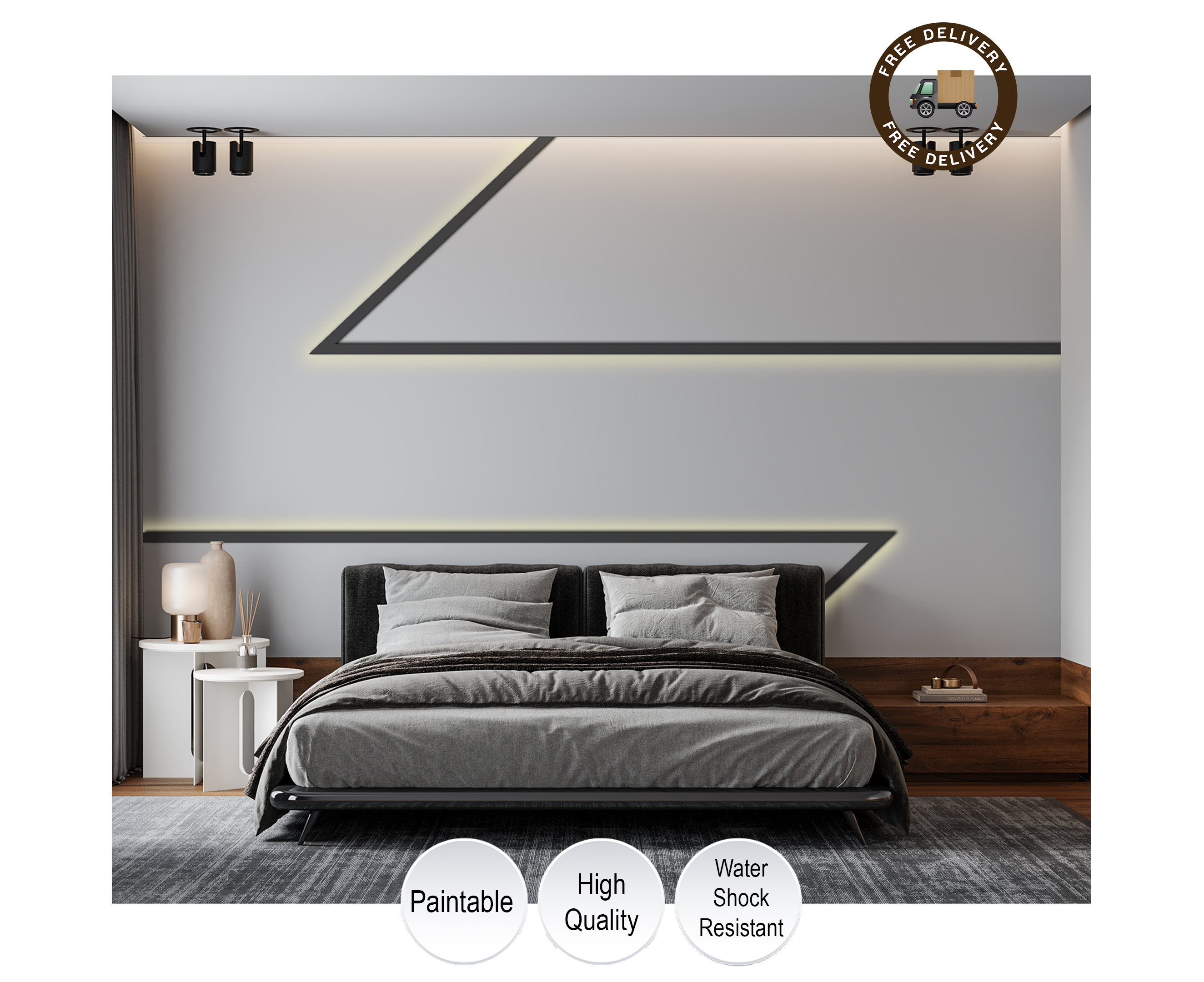 Minimalist Wall Molding Kit or Blueprint | Clean Angled Polystyrene ...