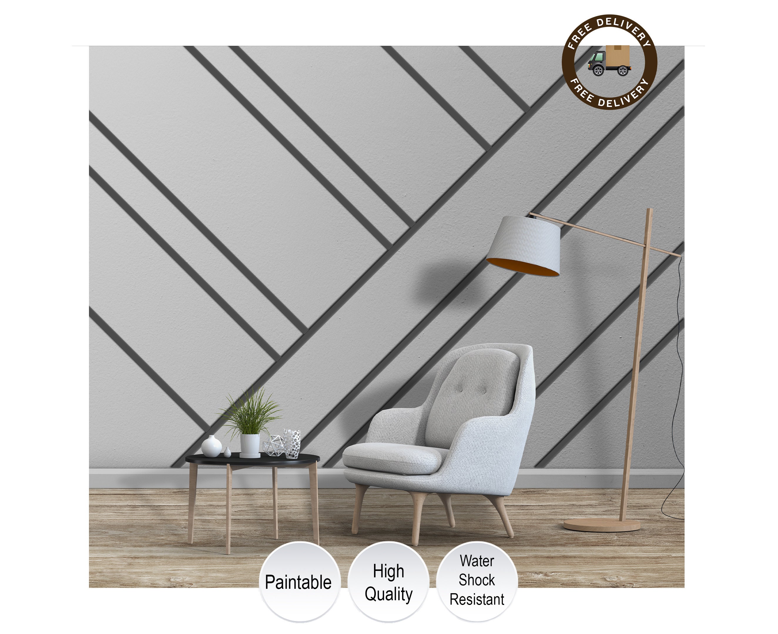 Stripe Wall Molding Kit or Digital Plan | Modern Geometric Accent Wall ...