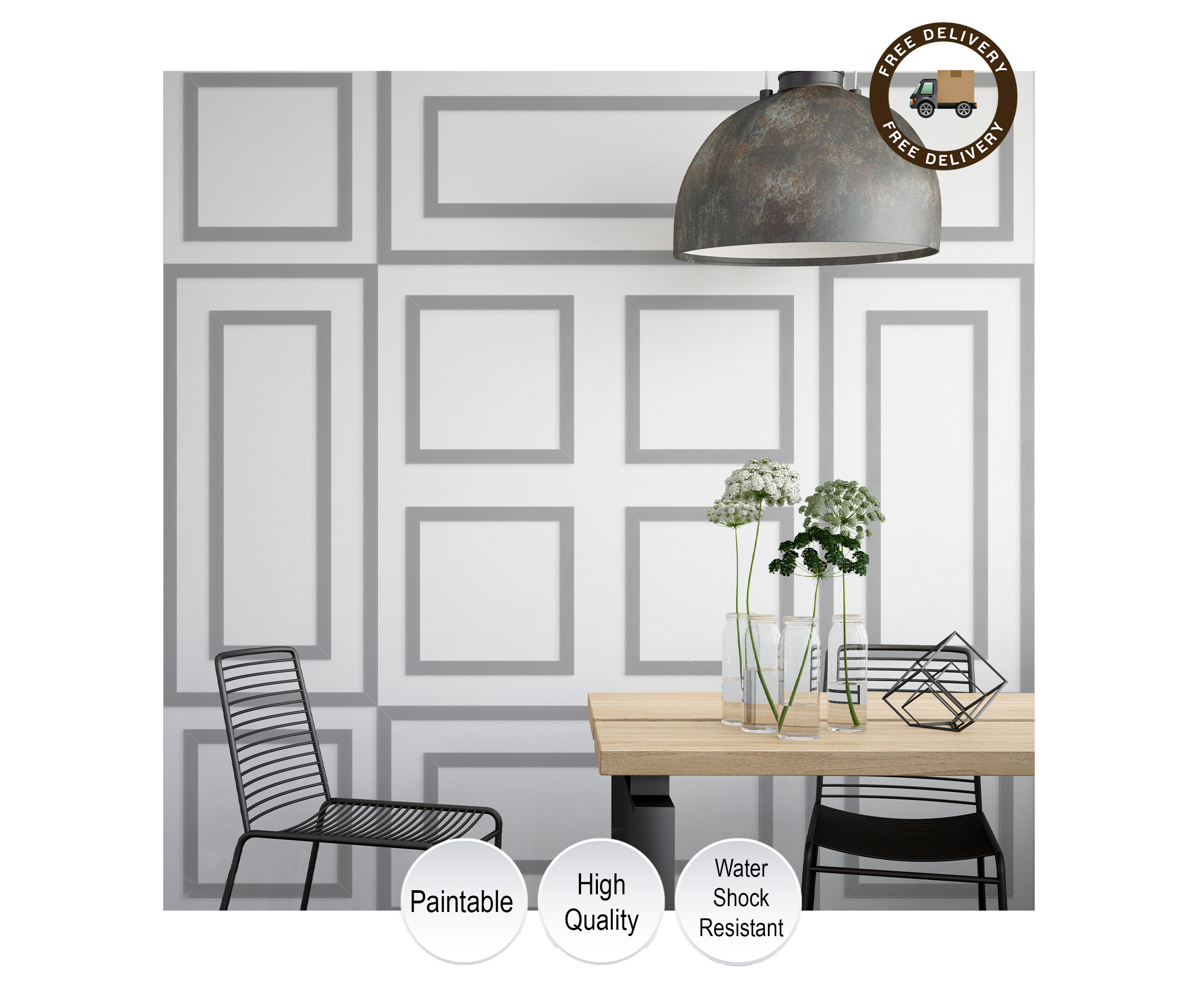 Wall Molding Frame Kit – Inset Panel Design | Luxe Polystyrene Trim ...