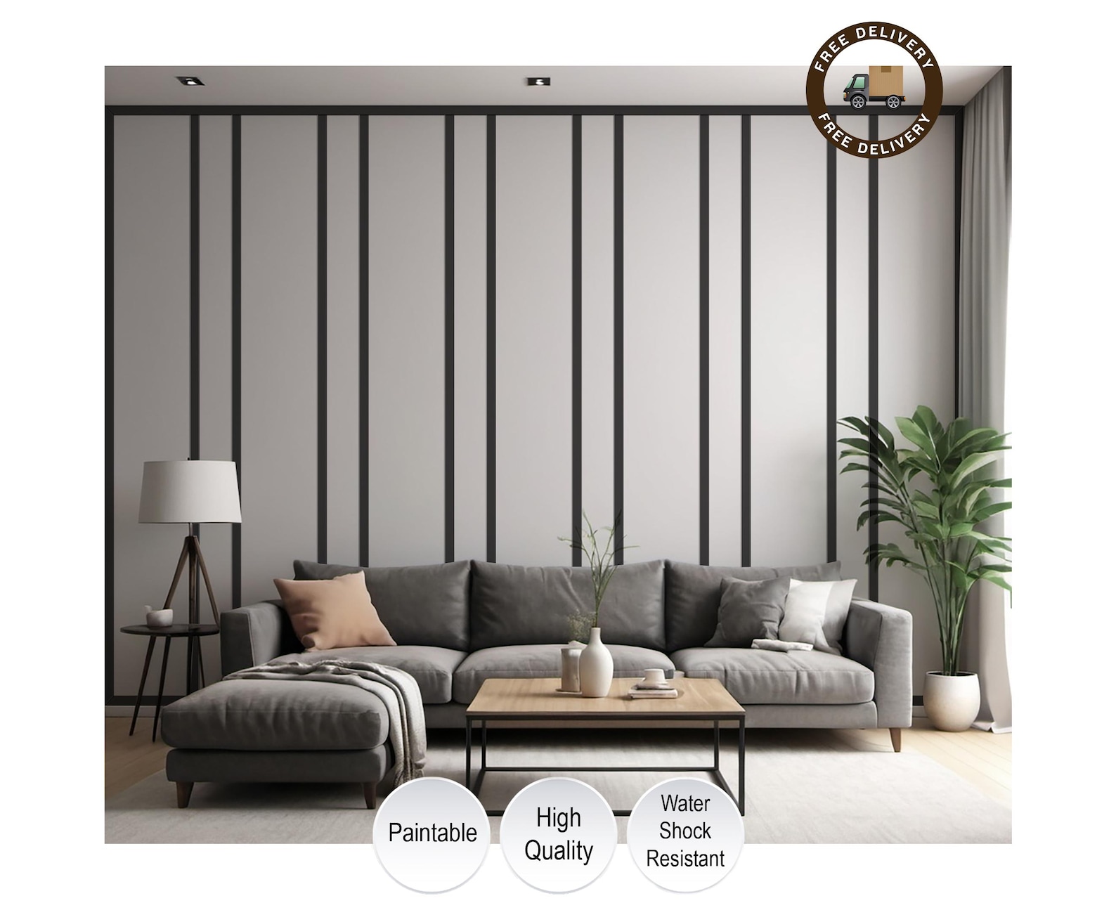 Linear Vertical Wall Panel Kit With Repeating Trim Layout | DIY Full ...