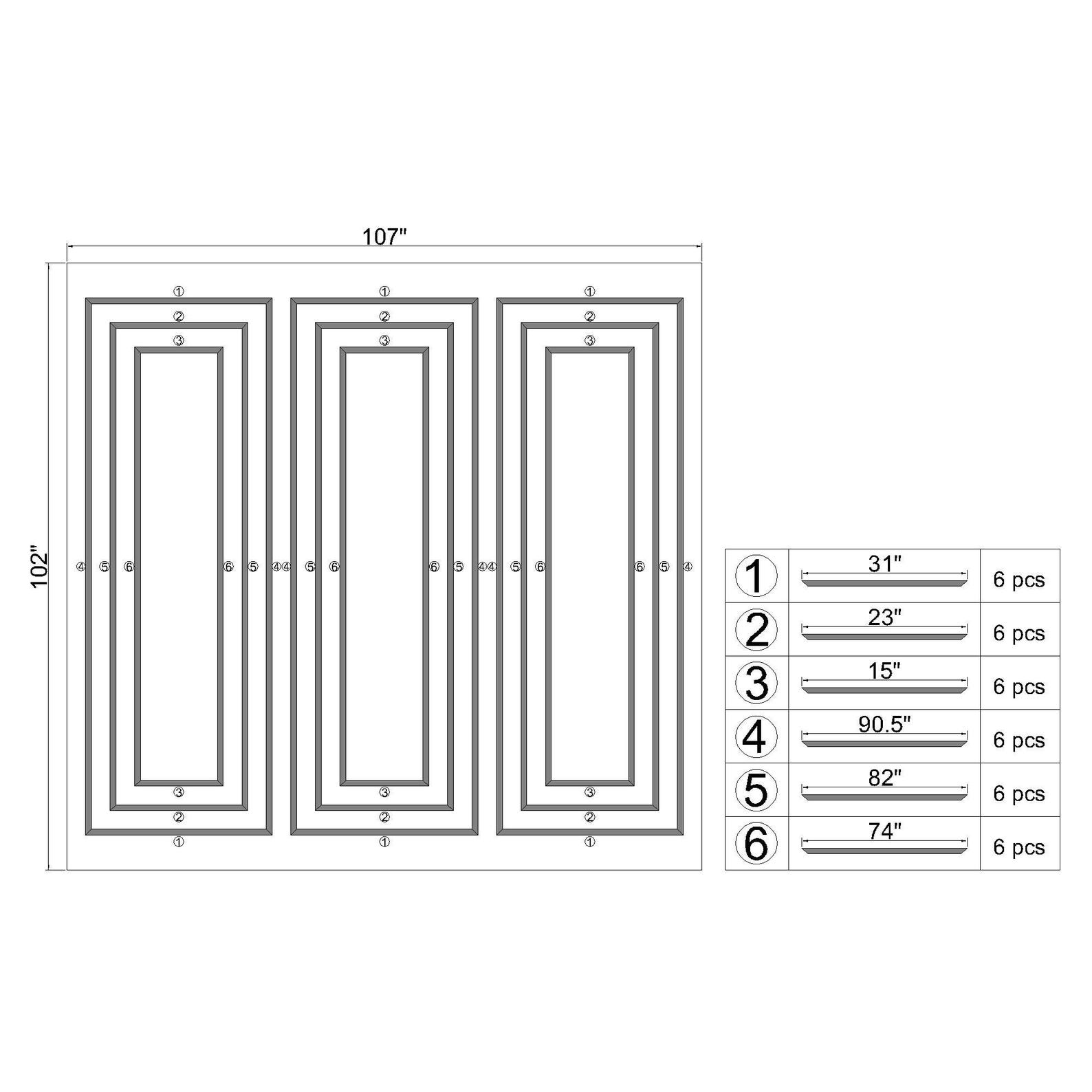 Triple Frame Wall Molding Kit or Digital Plan – Tall Vertical Panel ...