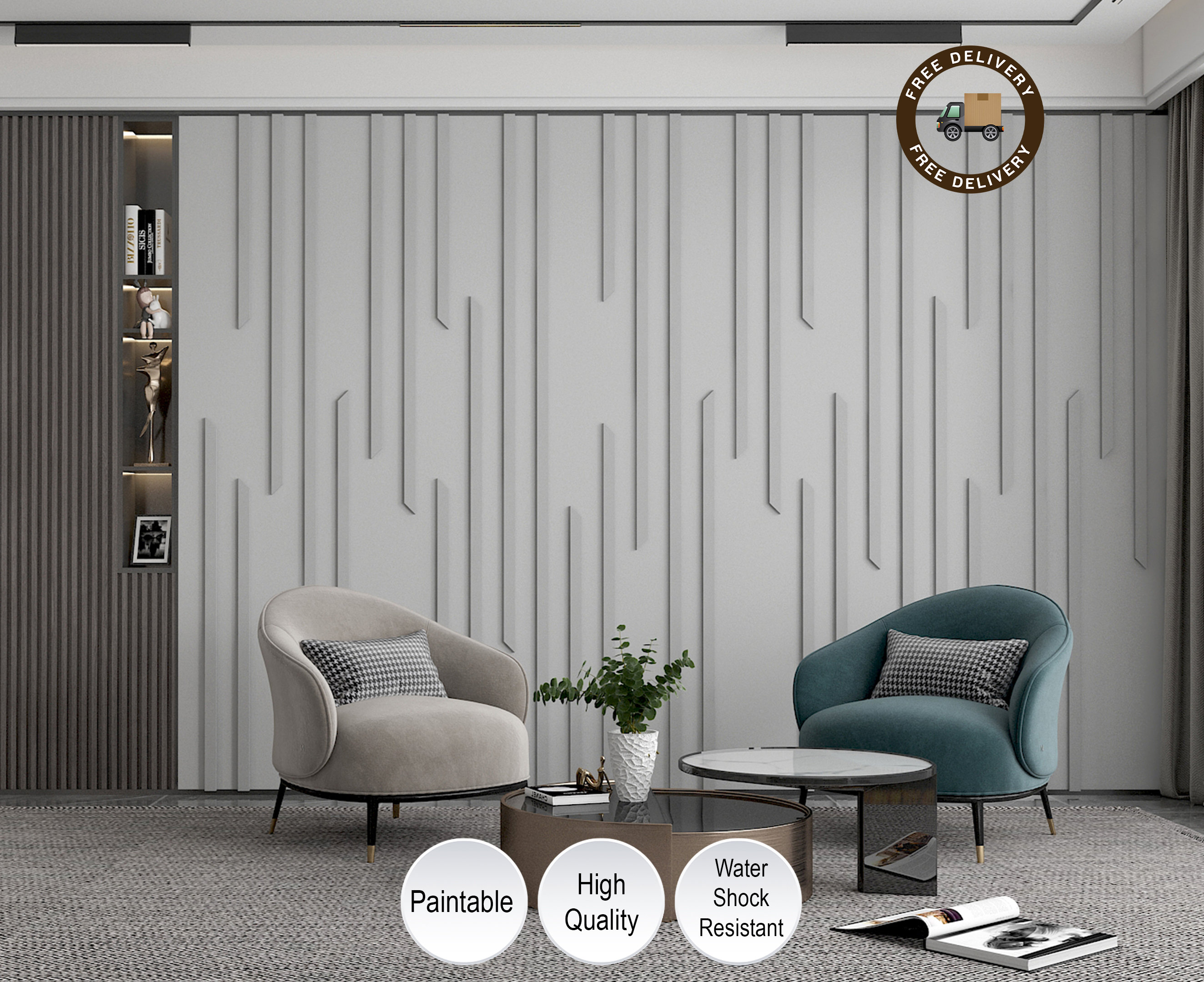 Asymmetric Wall Panel Kit or Blueprint | Mixed-length Vertical Design ...