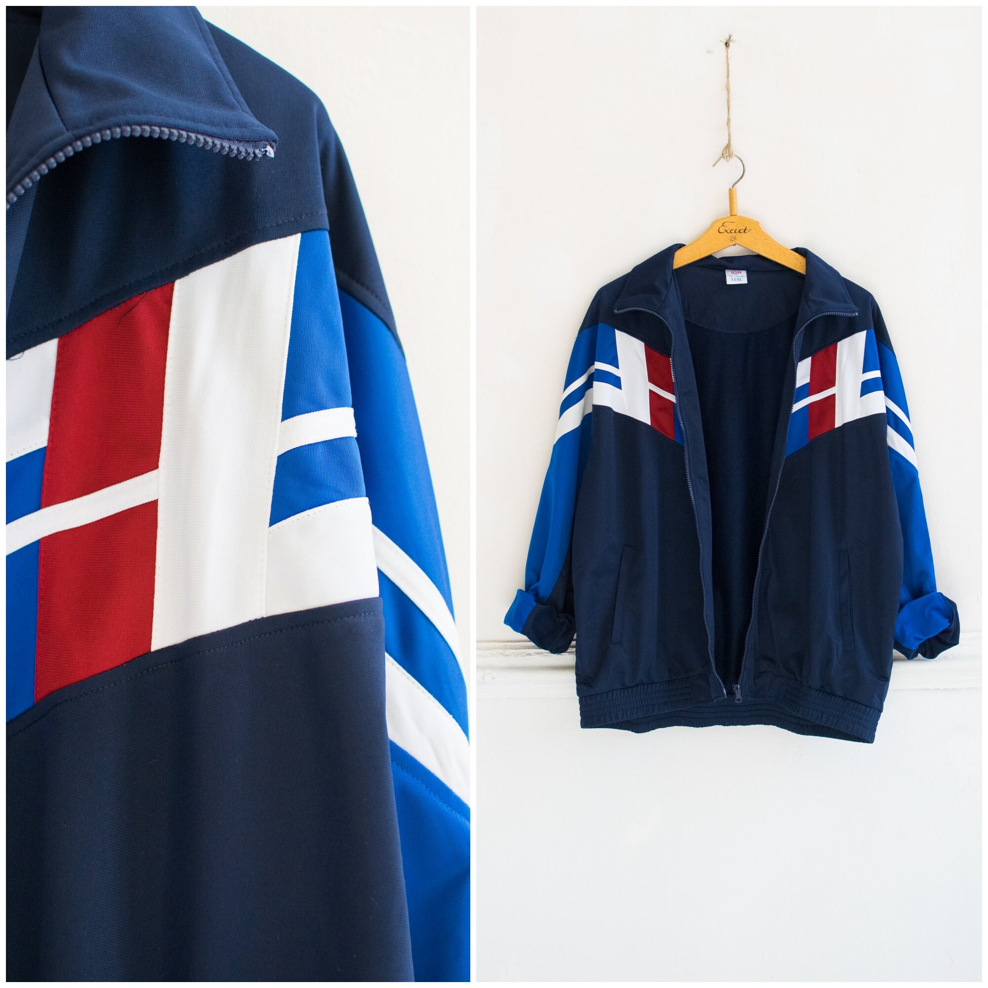 Vintage Track Jacket Mens XL Color Block Sports Jacket Womens XXL ...