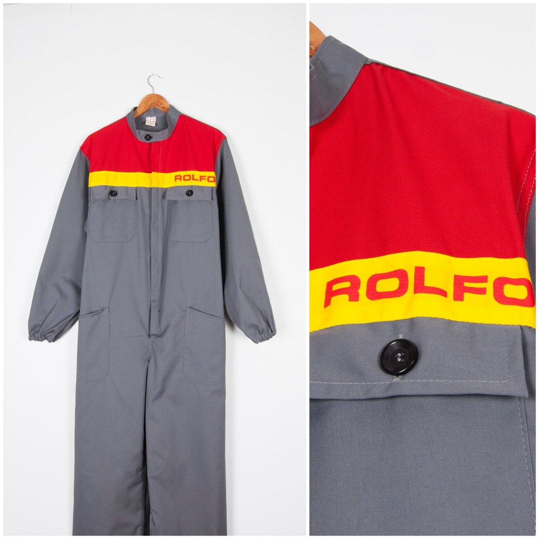 Vintage Boiler Suit Men Small 90s Utility Coveralls Women Medium Gray ...